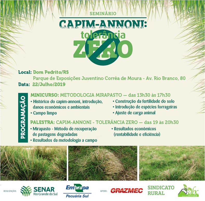 Capim-annoni: tolerância zero - Dom Pedrito, 22 de julho de 2019